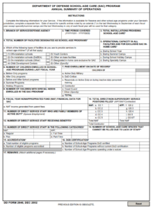 DD Form 2646 – School Age Care Program Annual Summary of Operations ...