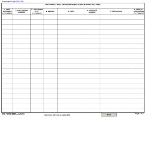 DD Form 2658 – Returned and Undeliverable Check/Bond Record - DD Forms