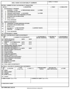 DD Form 2665 – Daily Agent Accountability Summary - DD Forms