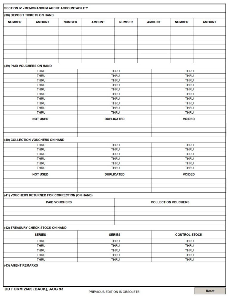 DD Form 2665 – Daily Agent Accountability Summary - DD Forms