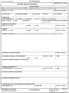 DD Form 2713 – Prisoner Observation Report - DD Forms