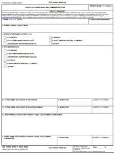 DD Form 2715-1 – Disposition Board Recommendation - DD Forms