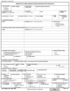DD Form 2759 – Report of Other Transactions for Prototype Projects - DD ...