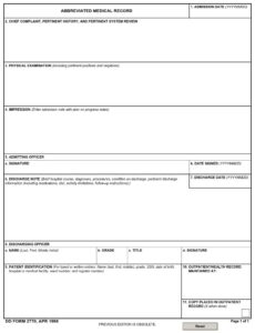 DD Form 2770 – Abbreviated Medical Record - DD Forms