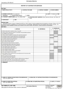 DD Form 2773 – Report of Contractor Services - DD Forms