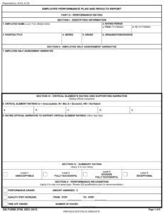 DD Form 2799 – Employee Performance Plan and Results Report - DD Forms