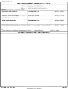 DD Form 2799 – Employee Performance Plan and Results Report - DD Forms