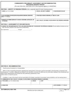 DD Form 2812 – Commander’s Preliminary Assessment and Recommendation ...