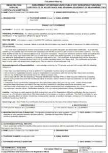 DD Form 2841 – DoD Public Key Infrastructure (PKI) Registration ...