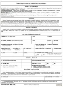 DD Form 2857 – Family Supplemental Subsistence Allowance - DD Forms