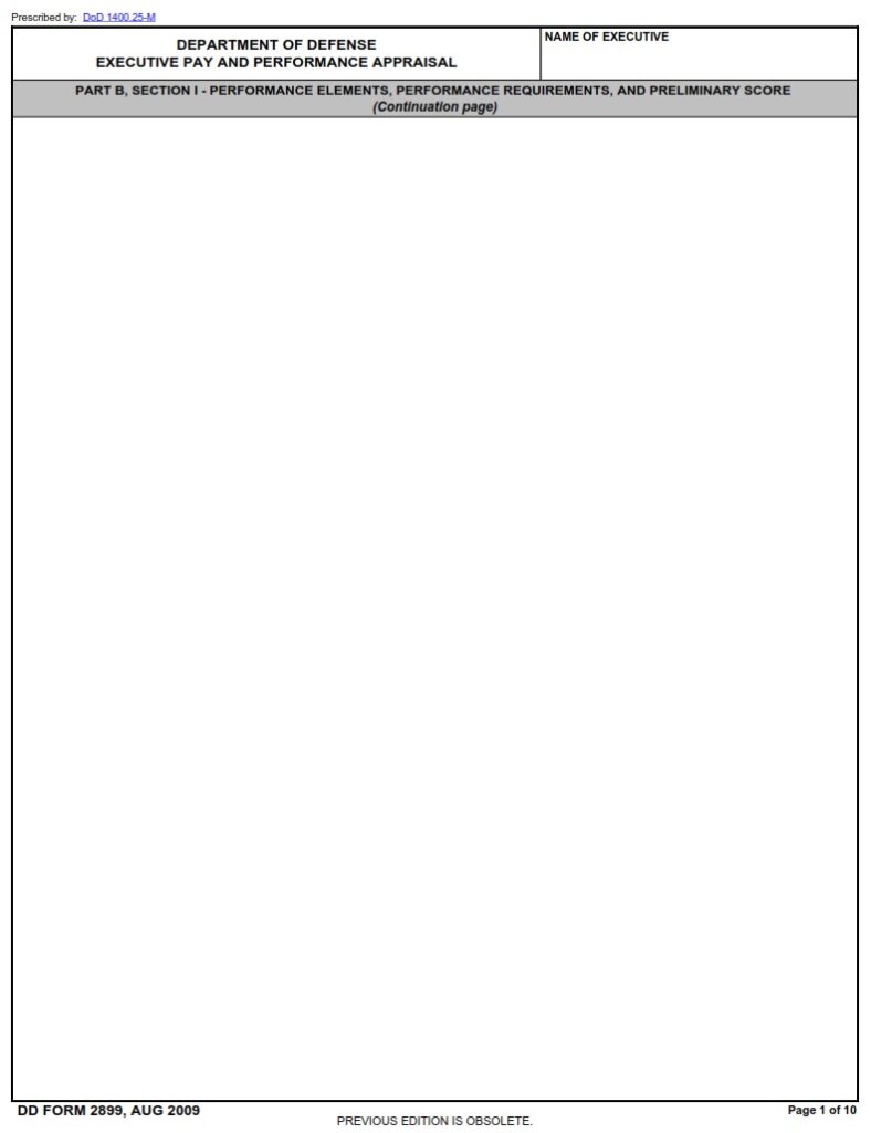 DD Form 2899 – Department of Defense Executive Pay and Performance ...