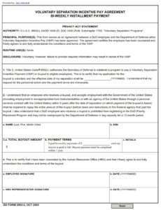 DD Form 2903-2 – Voluntary Separation Incentive Pay Agreement Bi-Weekly ...