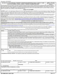 DD Form 2910-3 – Return of Victim’s Personal Property in Restricted ...