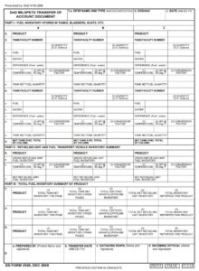 DD Form 2920 – DoD MILSPETS Transfer of Account Document - DD Forms