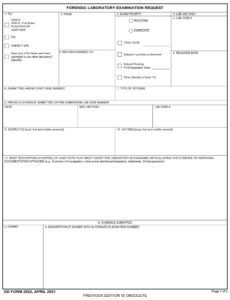 DD Form 2922 – Forensic Laboratory Examination Request - DD Forms