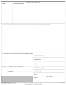 DD Form 2922 – Forensic Laboratory Examination Request - DD Forms