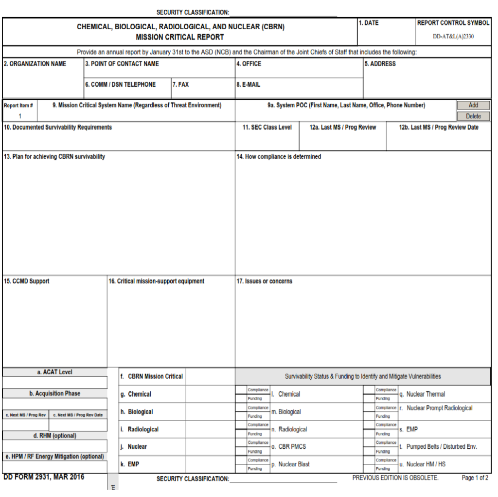 DD Form 2931 – Chemical, Biological, Radiological, and Nuclear (CBRN ...
