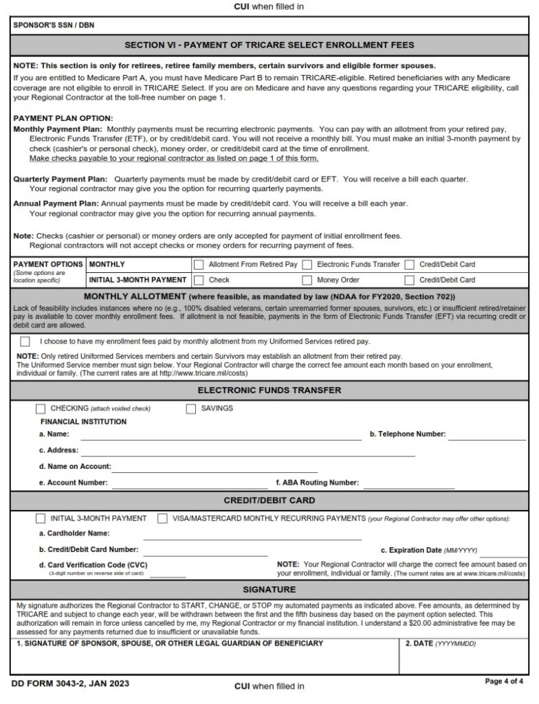 DD Form 3043-2 – TRICARE Select Enrollment, Disenrollment, and Change ...