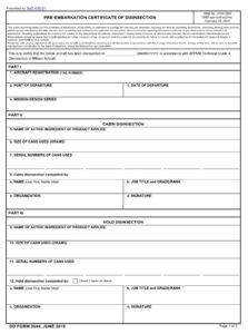 DD Form 3044 – Pre-Embarkation Certificate of Disinsection - DD Forms
