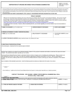 DD Form 3048 – Disposition of Organs Retained for Extended Examination ...
