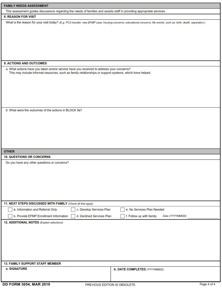 DD Form 3054 – Exceptional Family Member Program (EFMP) Family Needs ...