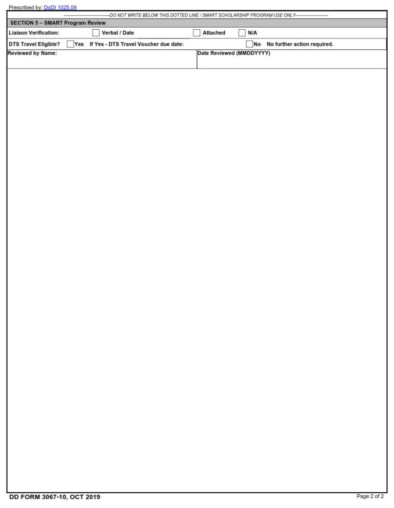 DD Form 3067-10 – SMART Scholarship Retention Summer Schedule - DD Forms