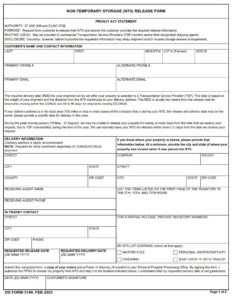 DD Form 3160 – Non-Temporary Storage (NTS) Release Form - DD Forms
