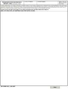 DD Form 361C – Transportation Discrepancy Report (TDR) (Continuation ...