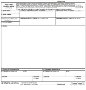 DD Form 375C – Production Progress Report - DD Forms
