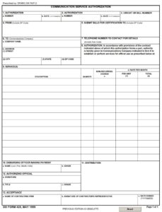 DD Form 428 – Communication Service Authorization - DD Forms