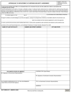 DD Form 441-1 – Appendage to Department of Defense Security Agreement ...