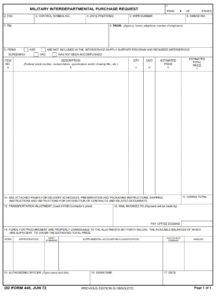 DD Form 448 – Military Interdepartmental Purchase Request - DD Forms