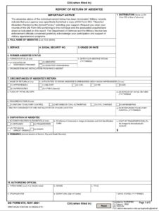 DD Form 616 – Report of Return of Absentee - DD Forms