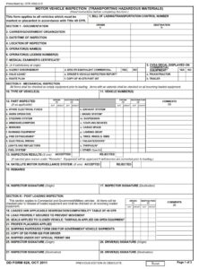 DD Form 626 – Motor Vehicle Inspection (Transporting Hazardous Material) - DD Forms